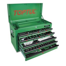 TOPTUL - Метално куфарче, зелено, 9 чекмеджета оборудвани